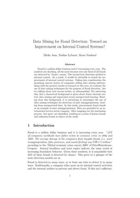 Pdf Data Mining For Fraud Detection Toward An Improvement On
