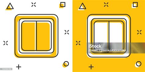 코믹 스타일의 벡터 만화 전기 조명 스위치 아이콘 파워 스위치 사인 일러스트레이션 픽토그램 고전압 비즈니스 스플래시 효과 개념