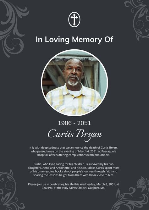 Free Obituary Templates Blank Form For Obituary