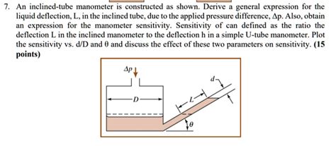 7 An Inclined Tube Manometer Is Constructed As Shown Derive A General Expression For The Liquid