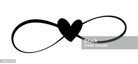 무한의 표시에서 마음을 사랑 한다 발렌타인 데이 결혼식 인쇄에 엽서에 서명 합니다 벡터 서 예 및 레터링 그림 흰색 배경에 고립 감정에 대한 스톡 벡터 아트 및 기타 이미지