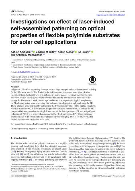 Investigations On Effect Of Laser Induced Self Assembled Patterning On