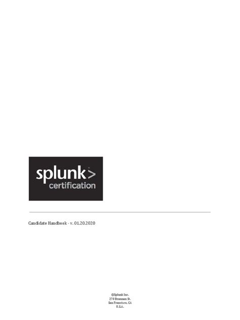 Splunk Certification Candidate Handbook Pdf