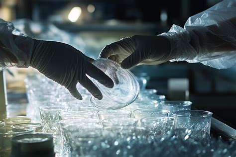 Factory Worker Handling Fragile Materials In Delicate Setting Premium