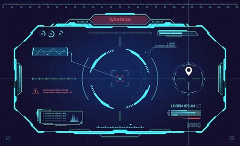미래형 안경 또는 우주선 조종석 가상 기술 디지털 인터페이스 뷰파인더 스캐너 프레임 경주 자동 탐색 게임 Ui 벡터 그림 Ui