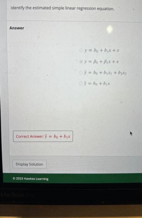 Solved Identify The Estimated Simple Linear Regression Chegg
