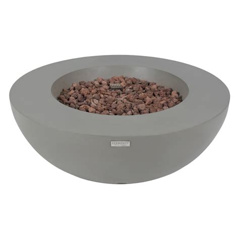 Elementi 42 Inches W Grey Glass Fiber Reinforced Concrete Round Natural Gas Fire Pit In The Gas