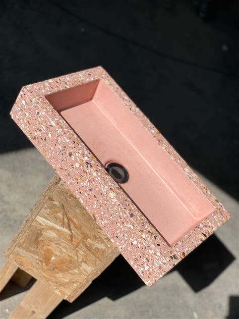 Handmade Pink Terrazzo Concrete Sink Luxury Modern Bathroom Basin