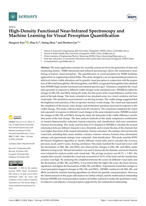 Pdf High Density Functional Near Infrared Spectroscopy And Machine Learning For Visual