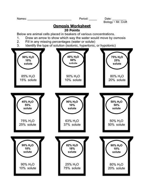 Osmosis Worksheets Answers