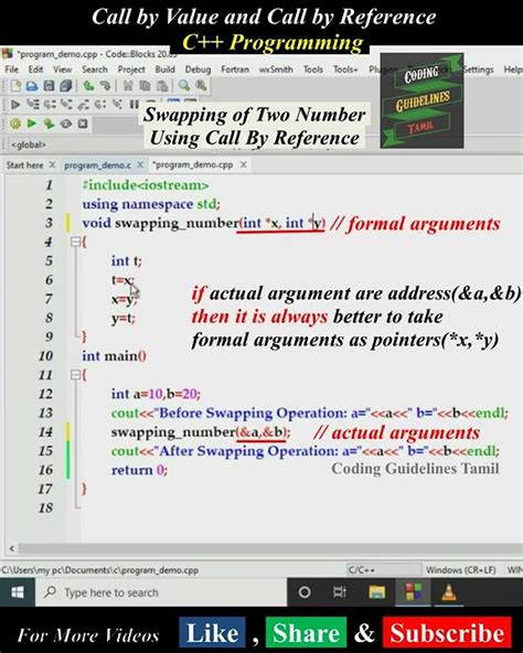 Call By Value And Call By Reference Short C Programming Youtube
