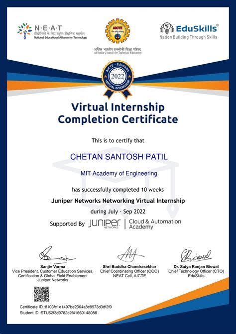 Chetan Patil On Linkedin Networking Junipernetworks Aicteinternship