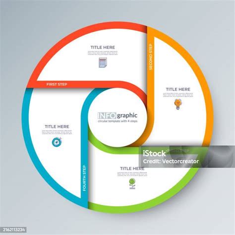 Infographic Circular Diagram With 4 Options Multistep Process Chart With Colorful Segments Ideal