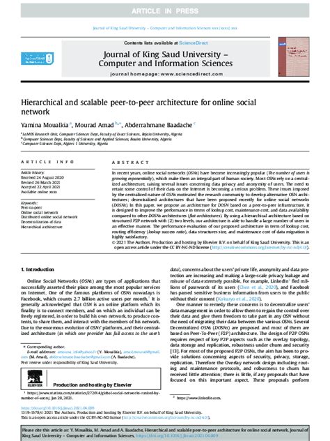 Pdf Hierarchical And Scalable Peer To Peer Architecture For Online Social Network