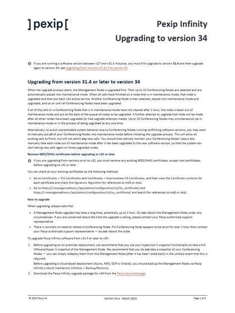 Pexip Infinity Upgrading Quickguide V34 A Pdf Cloud Computing Software Engineering