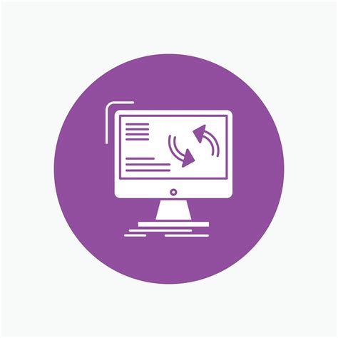 Synchronization Sync Information Data Computer White Glyph Icon In Circle Vector Button