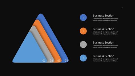 Triangle With Three Different Colors On Black Background Google Slide Theme And Powerpoint