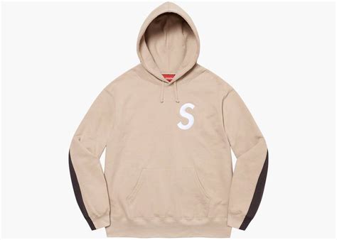 Supreme S Logo Split Hooded Sweatshirt Tan Hype Clothinga