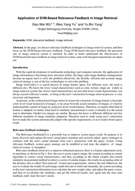 Pdf Application Of Svm Based Relevance Feedback In Image Retrieval