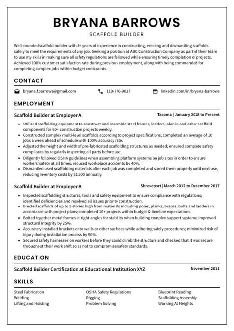 Scaffold Builder Resume Cv Example And Writing Guide