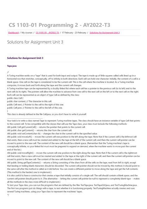 Cs 1103 01 Ay2022 T3 Solutions For Assignment Unit 3 Cs 1103 01