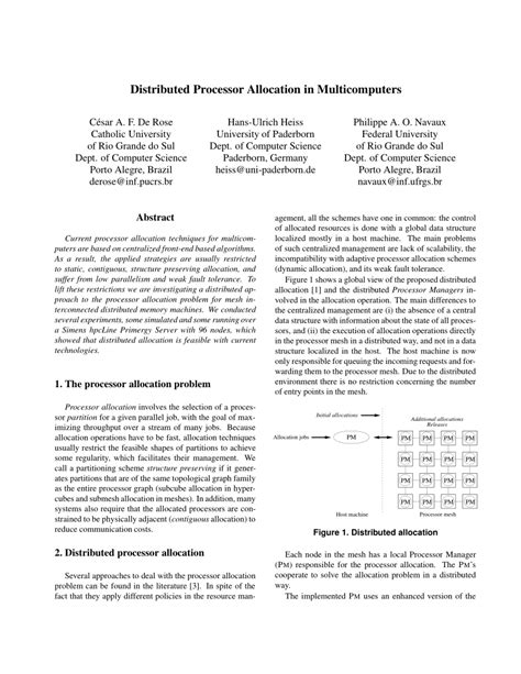 Pdf Distributed Processor Allocation In Multicomputers