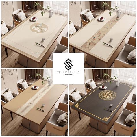 Jual Taplak Meja Kerja Kulit Tahan Panas Alas Meja Makan Anti Air Taplak Meja Tamu Taplak Meja