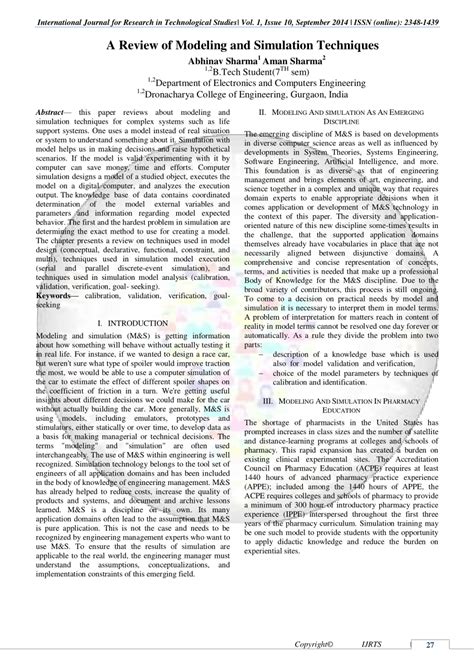 pdf a review of modeling and simulation techniques