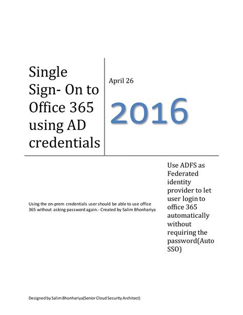 Sso To Office365 Using Active Directory Credentials Docx