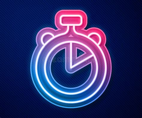 Glowing Neon Line Stopwatch Icon Isolated On Blue Background Time