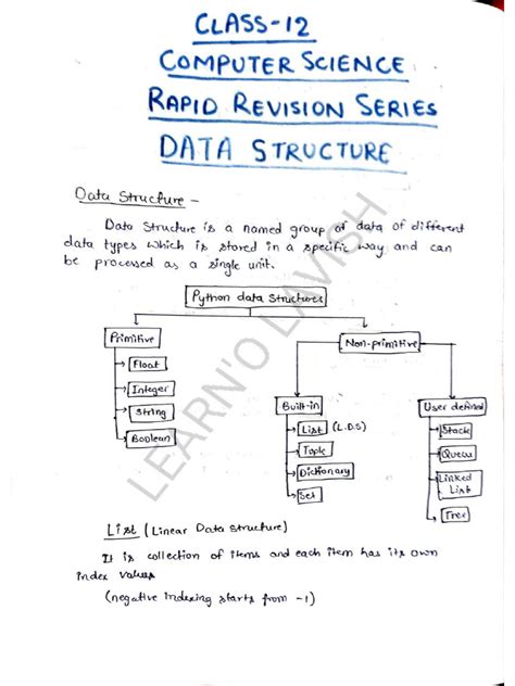 Class 12 Cs Notes Data Structure Stack Pdf