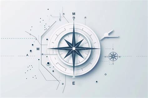 Minimalist Compass Illustration With Clear Lines On White Background For Nav Stock Illustration