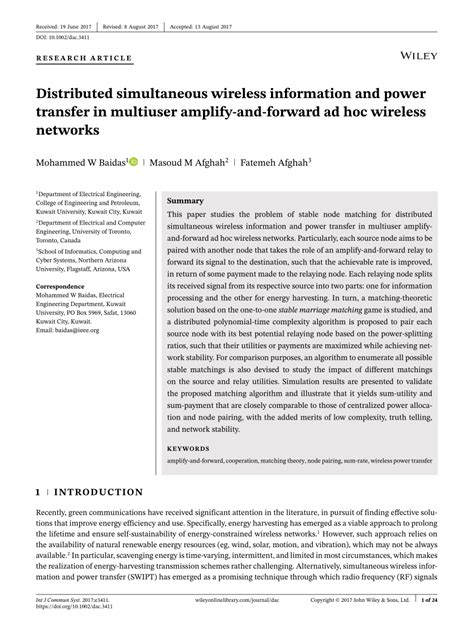 Pdf Distributed Simultaneous Wireless Information And Power Transfer