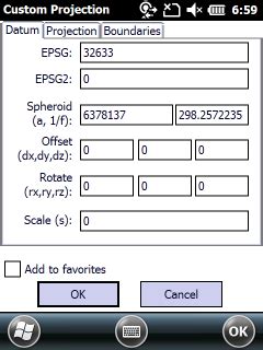 Projections And Datums The Custom Projection Dialog Box