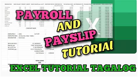 How To Create Basic Payslip And Payroll In Excel Youtube