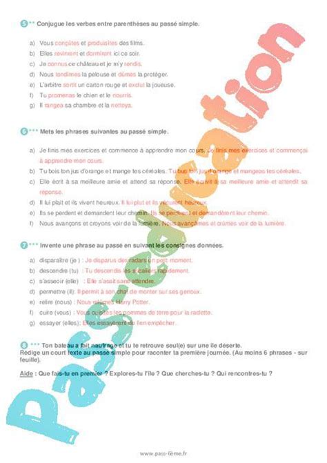 Exercices A Imprimer Conjugaison Eme Passe Simple Porn Sex Picture