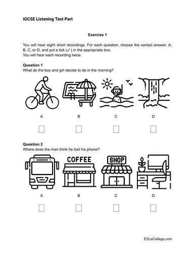 Igcse Esl Listening Exercise 1 Set 1 Teaching Resources