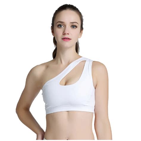 2017 Solid One Shoulder Sport Bra Women Nylon Spandex Material Ladies