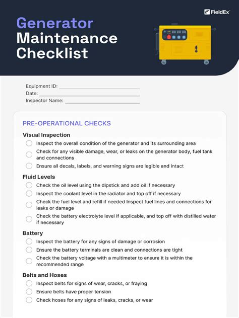 Generator Maintenance Checklist Pdf