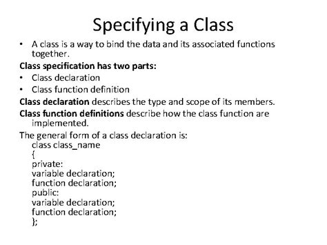 Specifying A Class A Class Is A Way