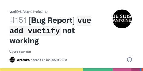 Bug Report `vue Add Vuetify` Not Working · Issue 151 · Vuetifyjsvue Cli Plugins · Github