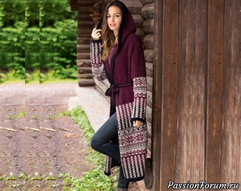 Пальто с капюшоном и жаккардовым узором. Описание | Fashion, Sweater ...