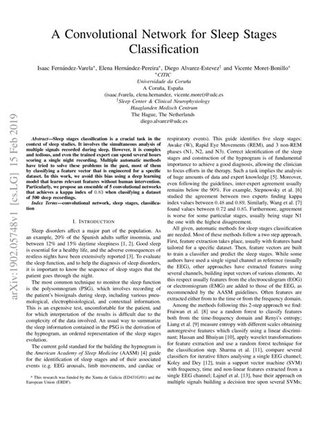 A Convolutional Network For Sleep Stages Classification Deepai
