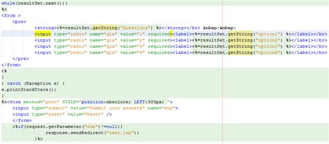 Mysql Im Trying To Create A Quiz With Jsp And I Cant Get My Radio