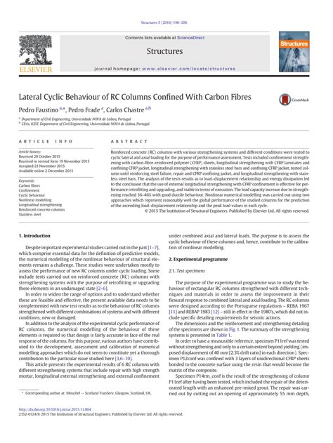 Pdf Lateral Cyclic Behaviour Of Rc Columns Confined With Carbon Fibres