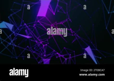 Purple Polygons And Lines Background Network Nodes Animation Digital Layout Abstract Backdrop