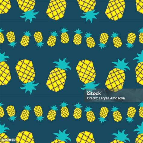 플랫 스타일의 파인애플과 열대 패턴 달콤한 여름 배경입니다 벡터 파인애플 일러스트 과일에 대한 스톡 벡터 아트 및 기타 이미지 과일 귀여운 그래픽 프린트 Istock