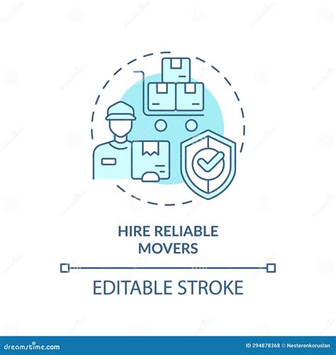 2d Simple Thin Linear Blue Hire Reliable Movers Icon Stock Vector Illustration Of Design