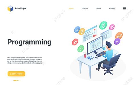 People Programming Isometric Vector Illustration Banner Template