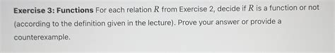 Solved Exercise Functions For Each Relation R From Chegg